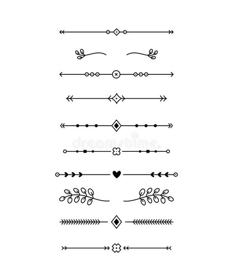 Geometric And Floral Horizontal Decorative Text Dividers Vector Set Stock Vector Illustration
