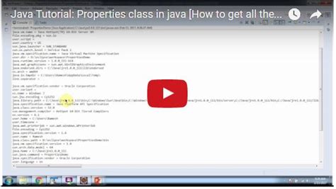 Java Ee Java Tutorial Properties Class In Java How To Get All The
