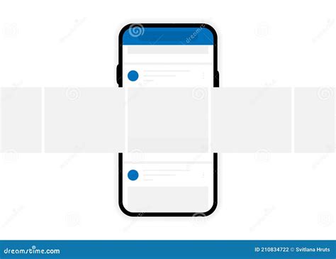Carousel Posts On Social Network On Interface Smartphone Mobile Mockup Modern Flat Style Stock