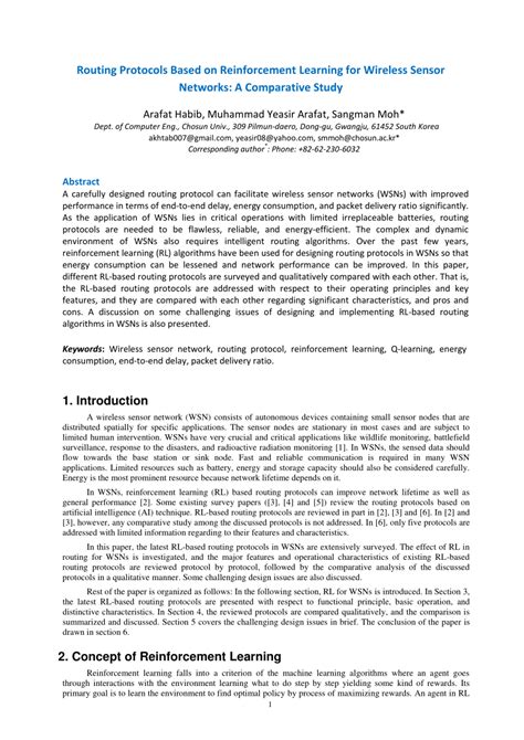 PDF Routing Protocols Based On Reinforcement Learning For Wireless Sensor Networks A
