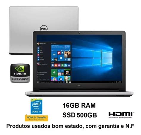 Notebook Dell Gamer I7 5ª Gen 16gb Ssd500gb Vga garantia Nf Frete grátis