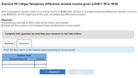 Solved Exercise 16 1 Algo Temporary Difference Taxable