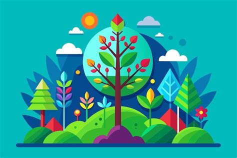 Premium Vector 2d Design Background Is Tree