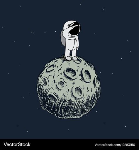 Cartoon Astronaut Standing On Moon Royalty Free Vector Image