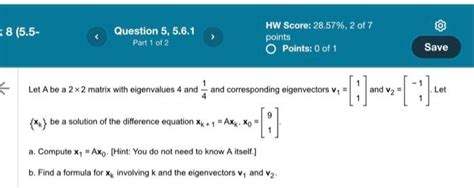 solved let a be a 2×2 matrix with eigenvalues 4 and 41 and