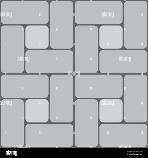 Pavement Bricks And Cobblestone Parquet Paving Pattern For Garden Sidewalk Vector Top View Of