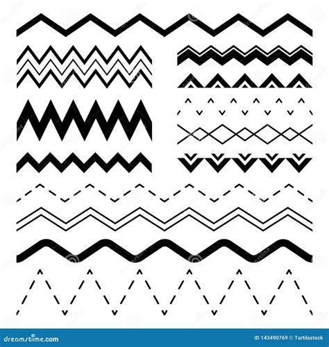 Wavy Zigzag Wiggle Jagged Waves Parallel Sinus Line Wave Border And