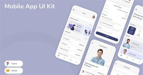 Online Course Mobile App Ui Kit Ux And Ui Kits Ft Online And Education Envato