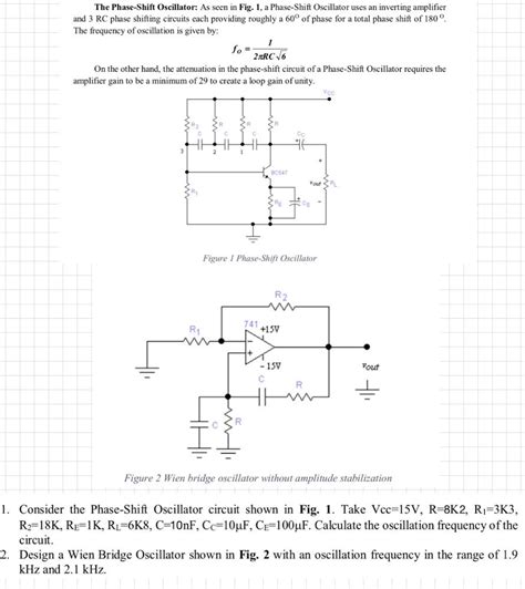Solved The Phase Shift Oscillator As Seen In Fig 1 A Phase Shift