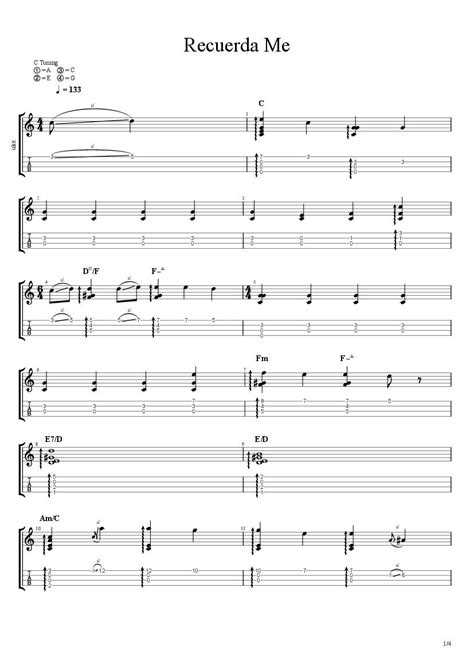 Recuerdame Instrumental En Ukulele Remember Me Tab Ezequiel Fernando Puca