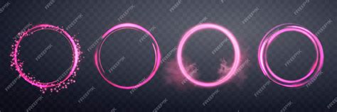 Premium Vector Glowing Pink Magic Rings Neon Realistic Energy Flare