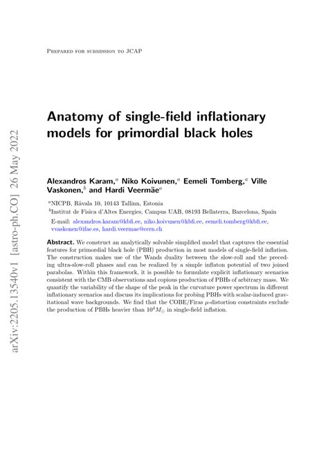 Pdf Anatomy Of Single Field Inflationary Models For Primordial Black