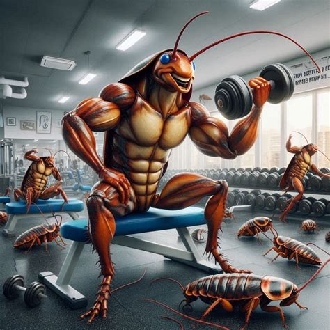 Muscular Cockroach Working Out At The Gym Coloring Posters Workout