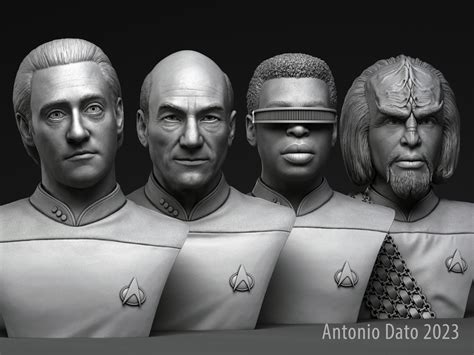 Antonio Dato Picard Data La Forge And Worf 3d Printable Bust Collection