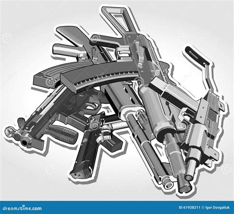 Pile Of Weapons Stock Vector Illustration Of Cartridge 61938211