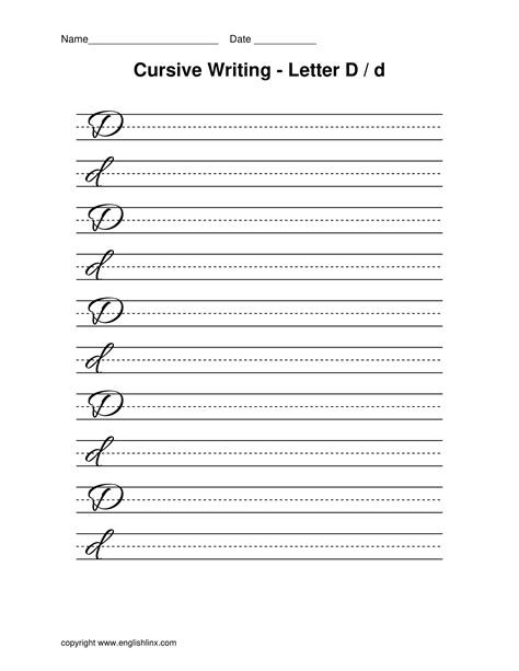 Cursive Writing Letter D D