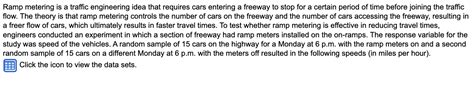 Solved Ramp Metering Is A Traffic Engineering Idea That
