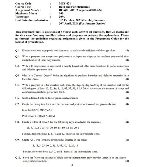 Mcs 021 Data And File Structures Solved Assignment 2023 24
