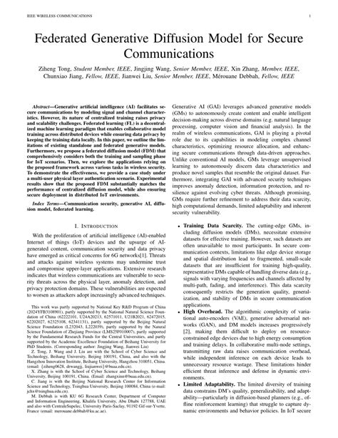 Pdf Federated Generative Diffusion Model For Secure Communications