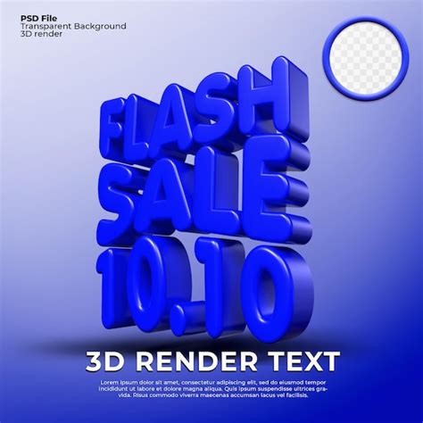 Premium Psd 3d Render Text Flash Sale 1010 Blue Color