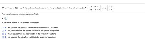 Solved 1 3 1 1 If T Is Defined By Tx Ax Find A