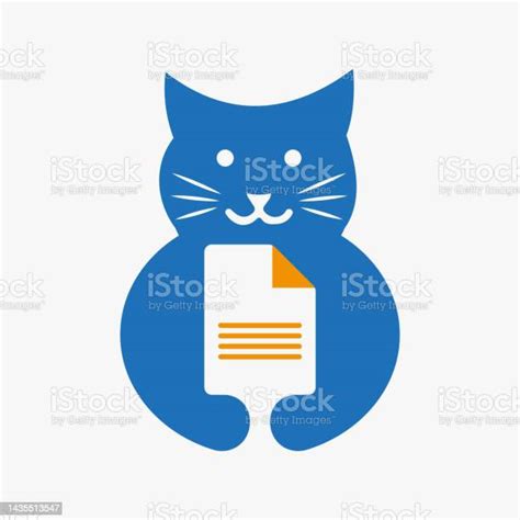 고양이 문서 종이 로고 부정적인 공간 개념 벡터 템플릿 고양이 보유 문서 종이 기호 가축에 대한 스톡 벡터 아트 및 기타 이미지