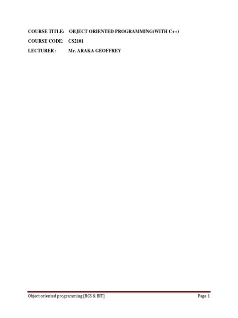 object oriented proramming notes 1 download free pdf class