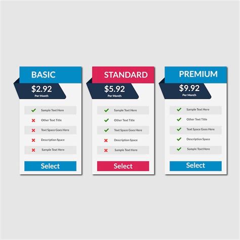 Premium Vector Modern Comparison And Pricing Table Template Design Of