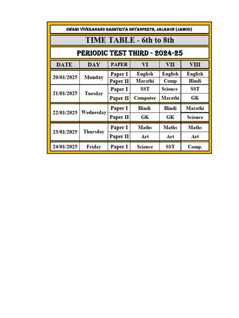 3 Time Table 6th 8th Pdf