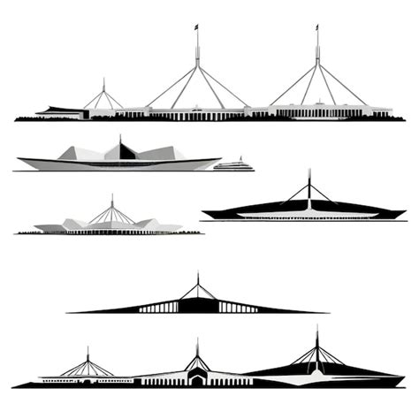 Un Dibujo De Un Edificio Con Un Edificio Y Un Edificio Con Una Gran Cubierta Vector Premium