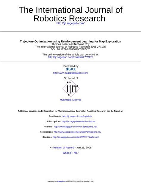 Pdf Trajectory Optimization Using Reinforcement Learning For Map Exploration Dokumentips