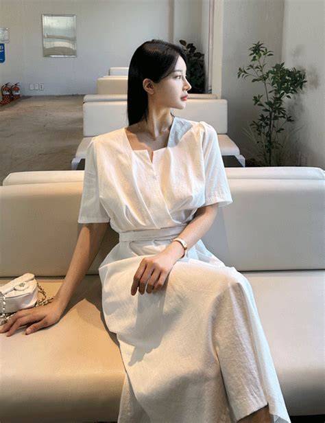 마이민스 이젤 핀턱 롱 원피스