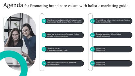 Agenda For Promoting Brand Core Values With Holistic Marketing Guide