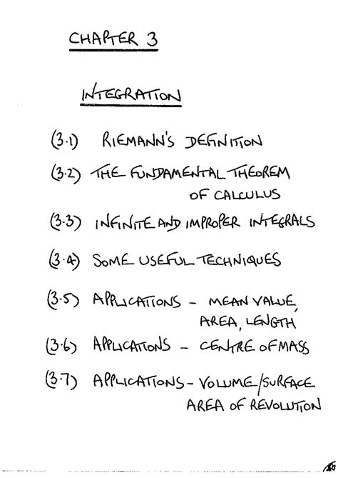 Chapter 3 Integration Notes Definition Theorem And Techniques Studocu
