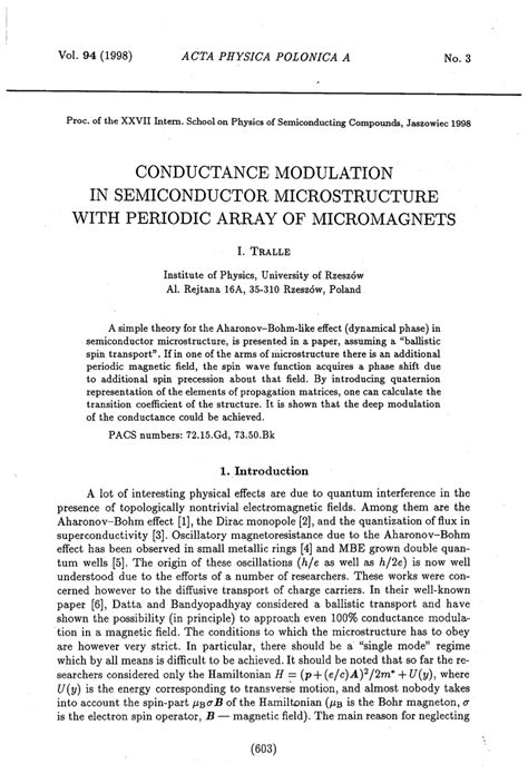 Pdf Conductance Modulation In Semiconductor Microstructure With
