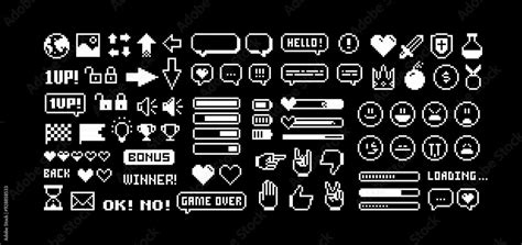 8 bit game pixel icons set in 80s 90s style set 2 perfect pixel