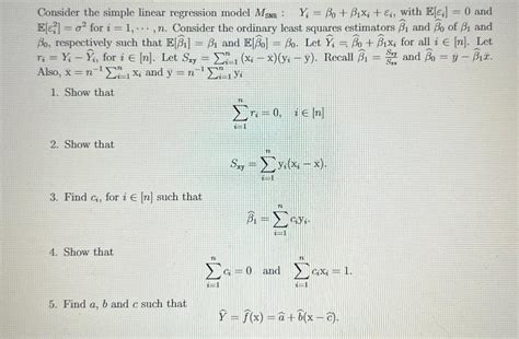 Solved Consider The Simple Linear Regression Model