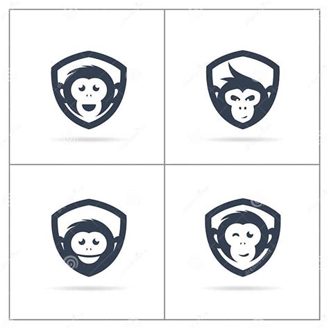 Monkey In Shield Logo Design Monkey Vector Icon Animal Illustration