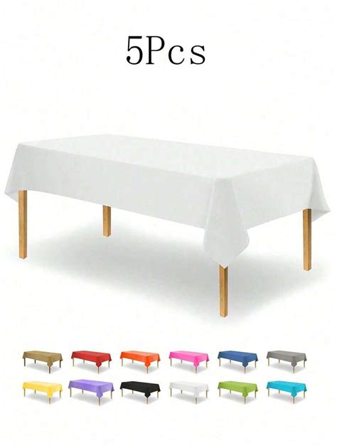 5pcs Disposable Party Table Cloth Green Solid Color Pe Plastic Table Cover For Birthday Dessert