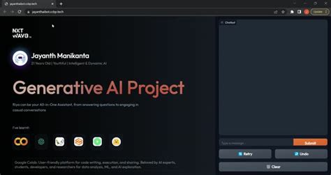 Jayanth Manikanta Karri On Linkedin Ai Generativeai Chatbot
