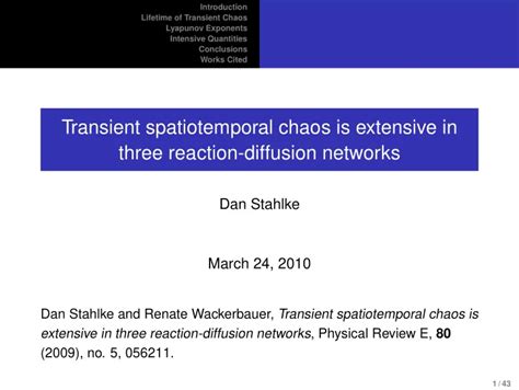 Ppt Transient Spatiotemporal Chaos Is Extensive In Three Powerpoint
