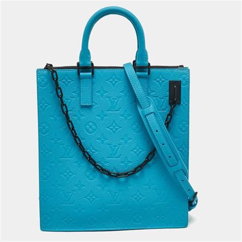 Louis Vuitton Turquoise Monogram Taurillon Leather Sac Plat Cross Bag