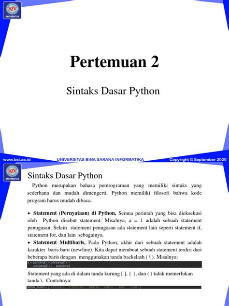Pertemuan 2 Sintaks Dasar Python Pdf