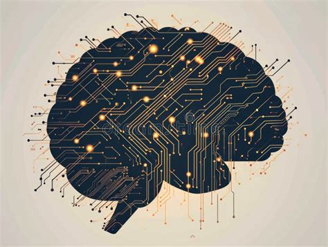 Abstract Human Brain With Circuit Board Artificial Intelligence Concept Illustration Stock