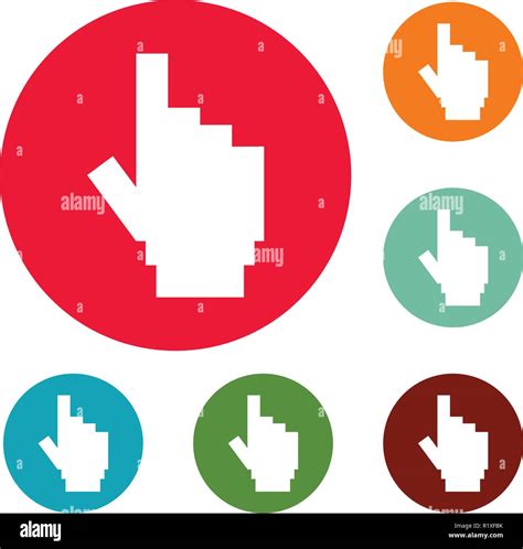 Hand Cursor Pixel Icons Circle Set Vector Isolated On White Background