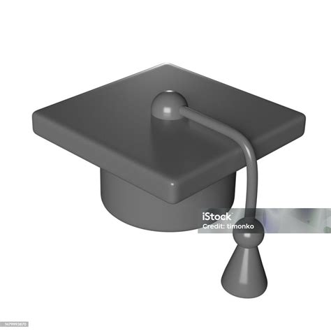 3d 아이콘 귀여운 졸업 대학 또는 대학 블랙 캡 대학원 고등학교 학업 또는 대학 모자 학위 수여식을위한 모자 흰색 배경 클리핑 경로에 격리된 그림 3차원 형태에 대한 스톡