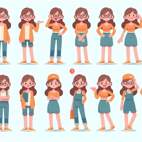 Premium Photo Flat Design Character Set