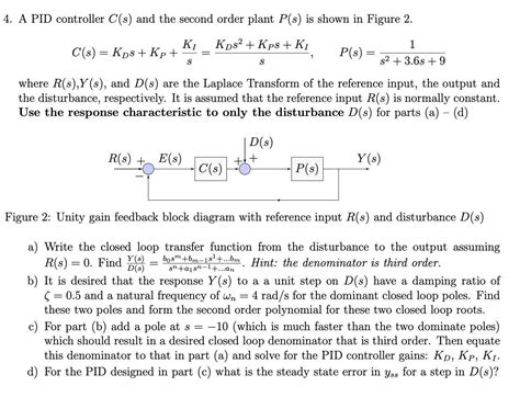 Solved A PID Controller C S And The Second Order Plant Chegg