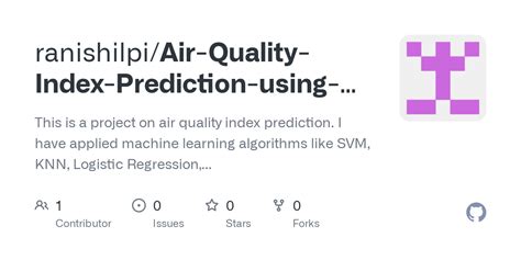 github ranishilpi air quality index prediction using machine learning