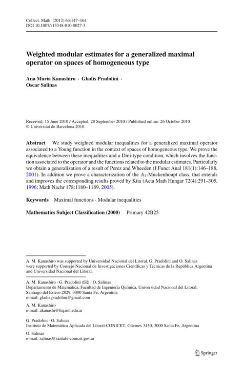 Pdf Weighted Modular Estimates For A Generalized Maximal Operator On